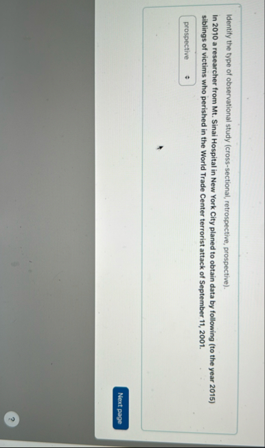 Solved Identify the type of observational study | Chegg.com