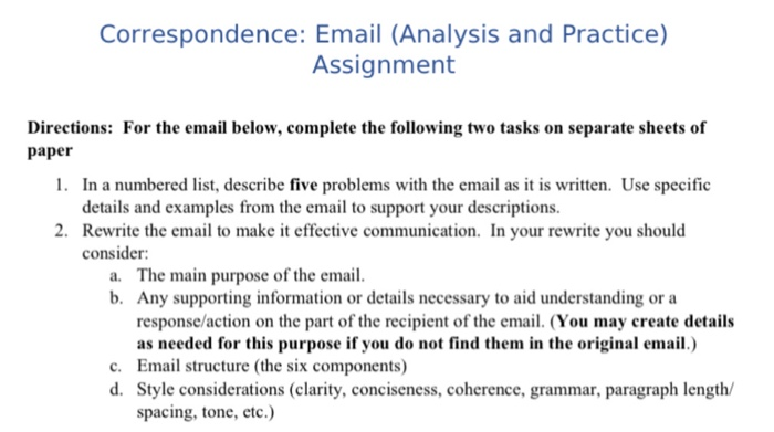 Solved Correspondence: Email (Analysis and Practice) | Chegg.com