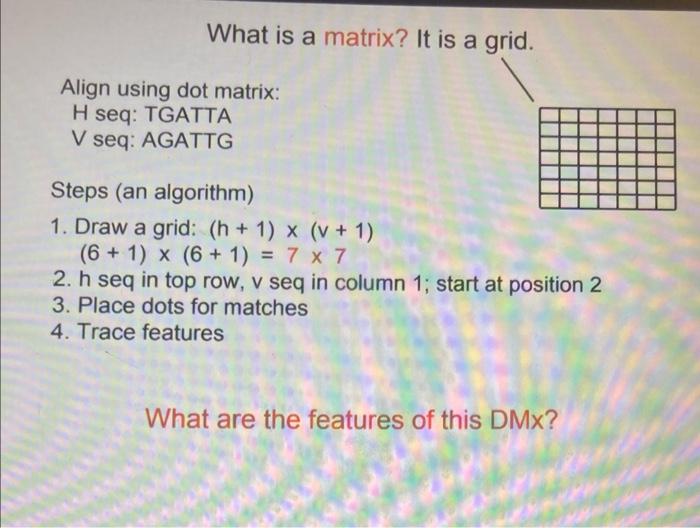Solved What is a matrix? It is a grid. Align using dot | Chegg.com