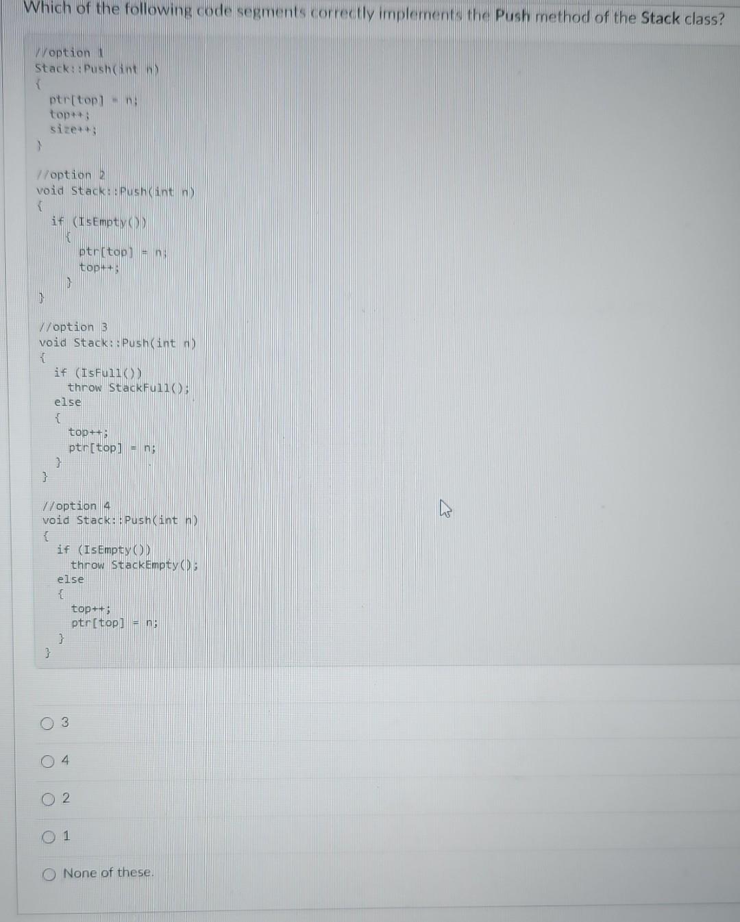 Solved Consider the class defmition for a stack ADT below. | Chegg.com