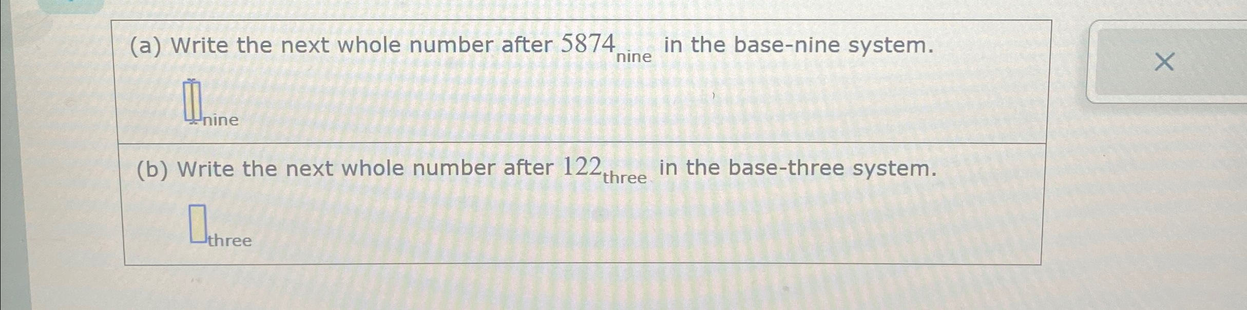 Solved (a) ﻿Write the next whole number after 5874nine ﻿in | Chegg.com