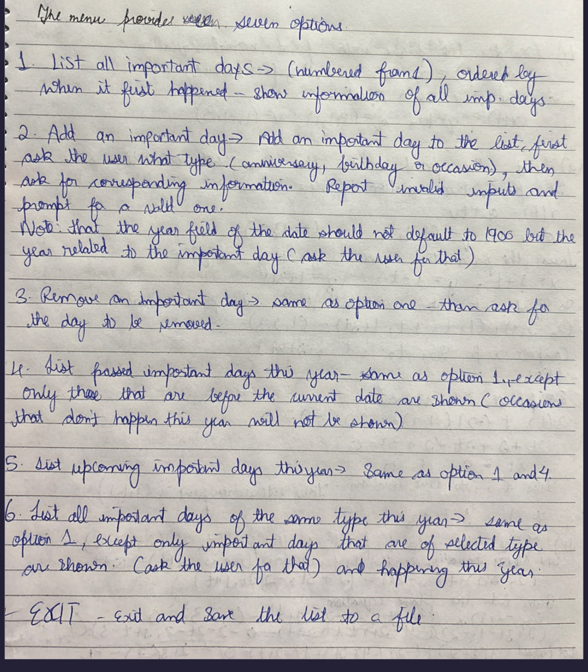 Solved The menu provides seven optionsList all important | Chegg.com