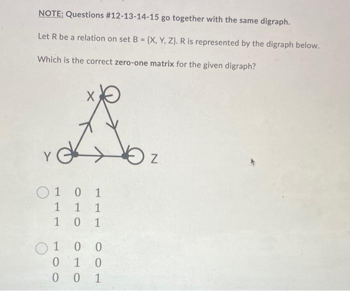 Solved NOTE: Questions \#12-13-14-15 go together with the | Chegg.com