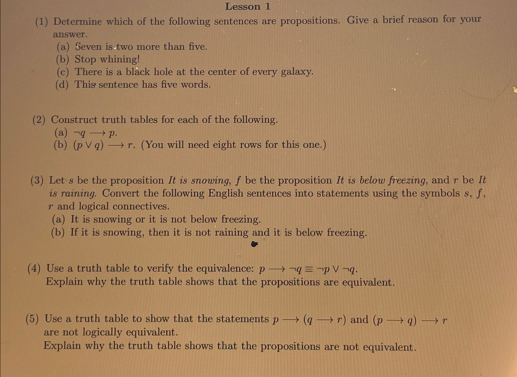 Solved Lesson 1(1) ﻿Determine which of the following | Chegg.com