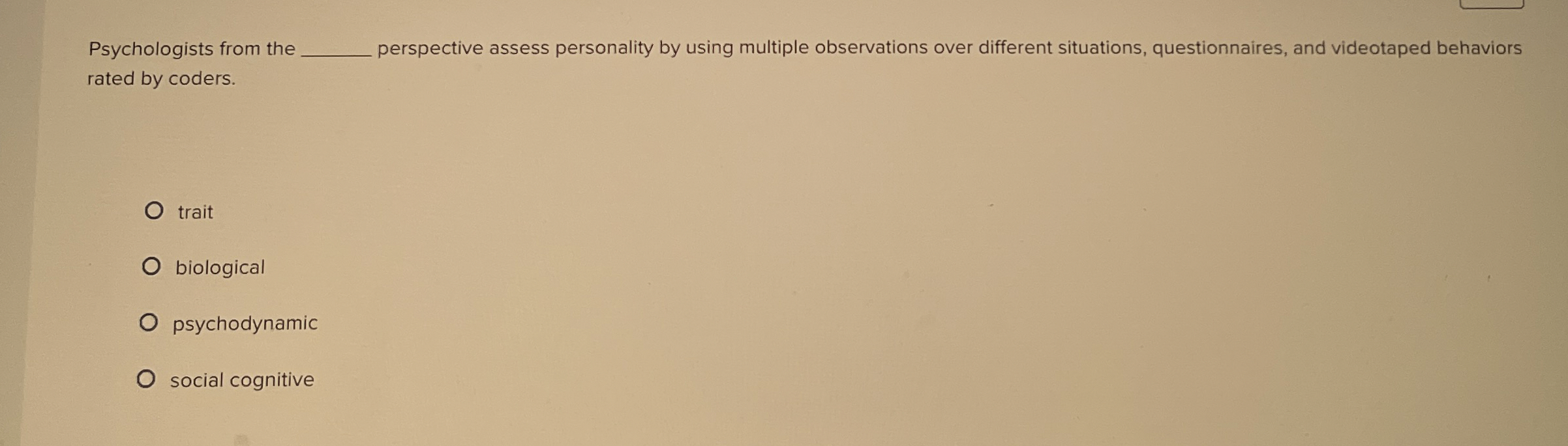 Solved Psychologists from the perspective assess personality | Chegg.com