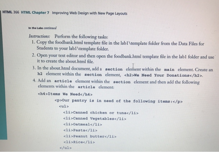 HTML 366 HTML Chapter 7 Improving Web Design with New | Chegg.com