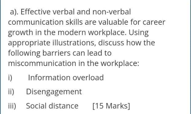 a). Effective verbal and non-verbal communication | Chegg.com