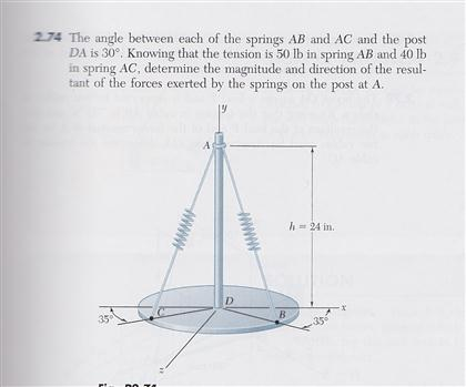 Solved The angle between each of the springs AB and AC and | Chegg.com