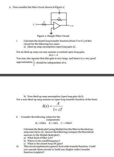 Now consider the Filter Circuit shown in Figure 2:i. | Chegg.com