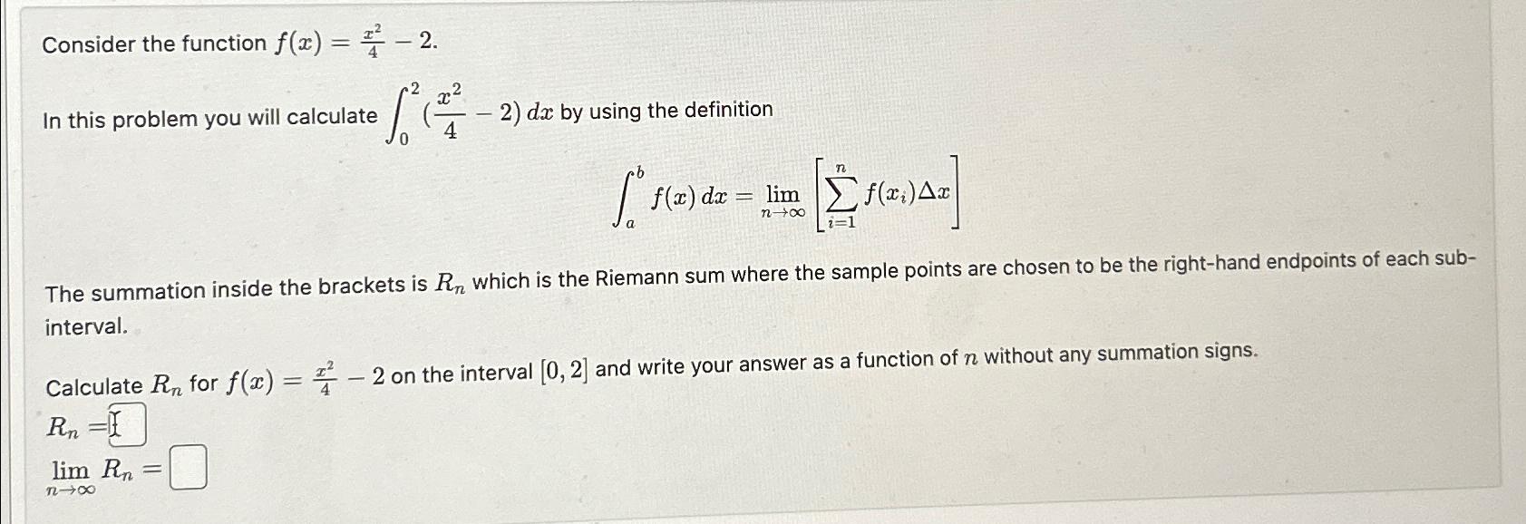 Solved Consider the function f(x)=x24-2.In this problem you | Chegg.com