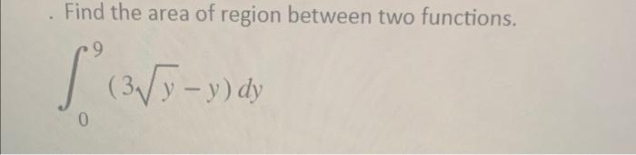 Solved Find the area of region between two functions. | Chegg.com