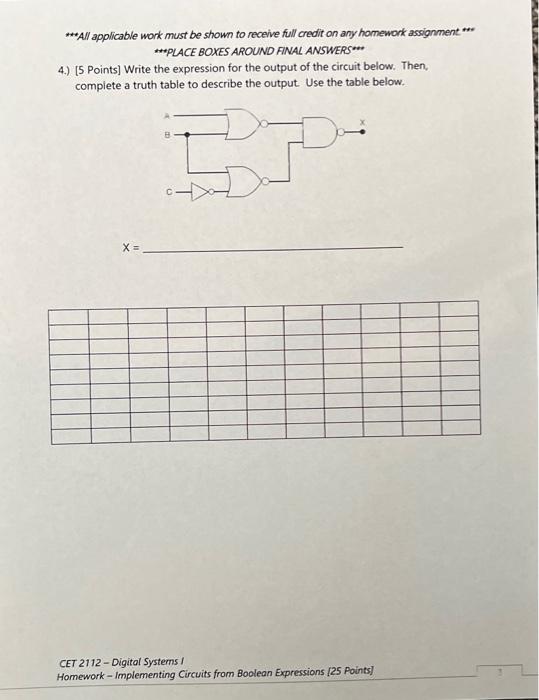 Solved mAll applicable work must be shown to recelve full | Chegg.com