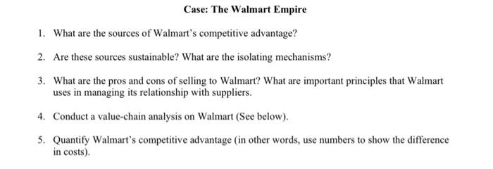 Solved Case: The Walmart Empire 1. What are the sources of | Chegg.com