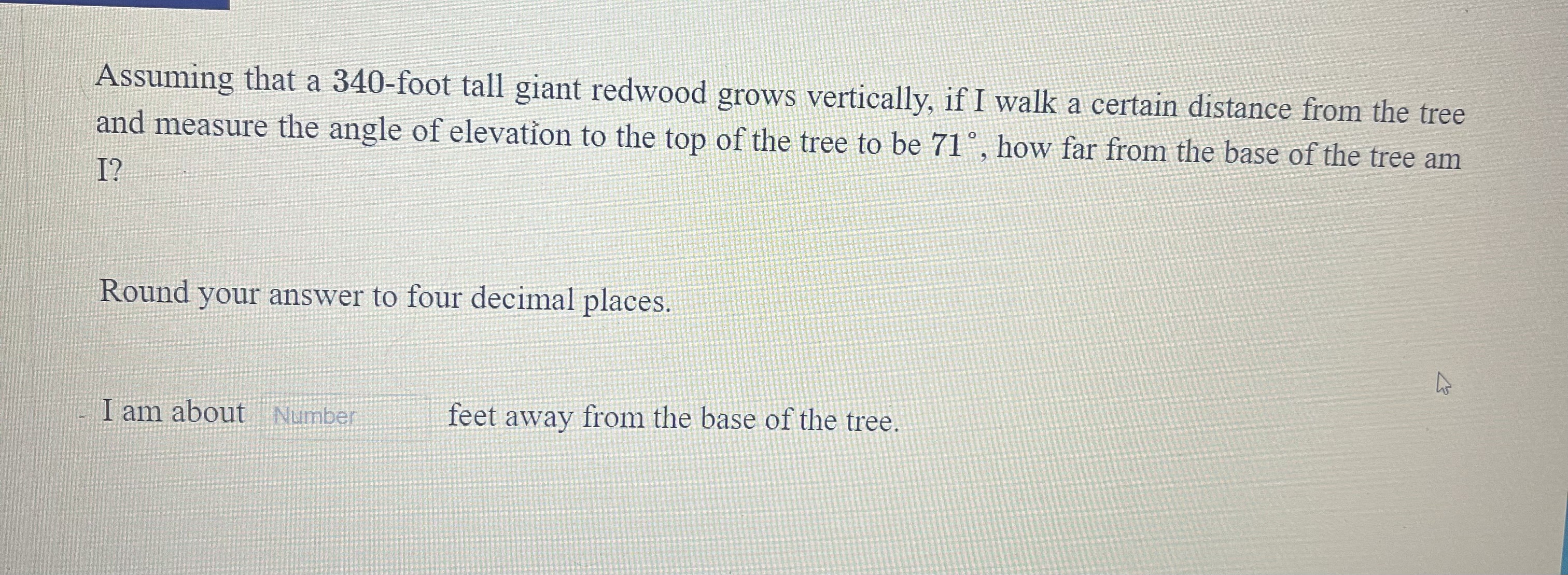 Solved Assuming that a 340-foot tall giant redwood grows | Chegg.com