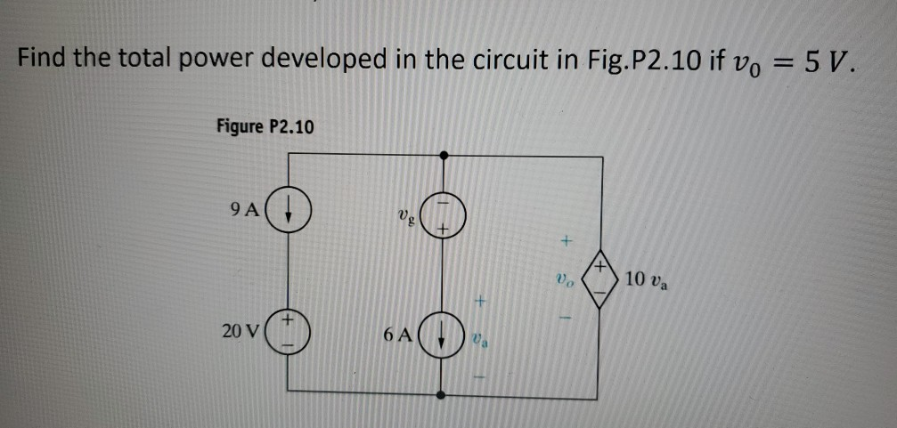 Solved Find the total power developed in the circuit in | Chegg.com