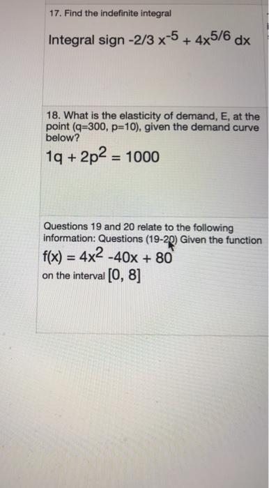 Solved 17. Find the indefinite integral Integral sign -2/3 | Chegg.com