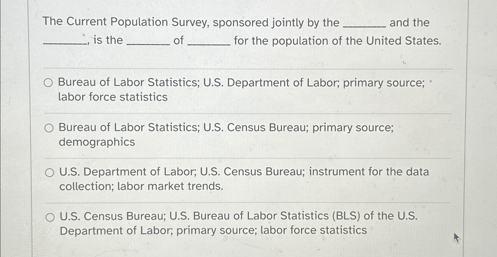 Solved The Current Population Survey, sponsored jointly by | Chegg.com