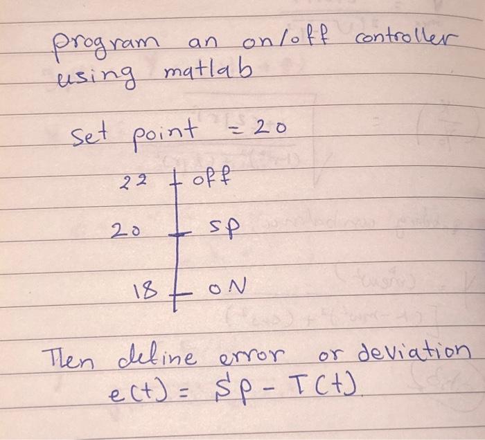 Solved program an onloff controller using matlab set point | Chegg.com