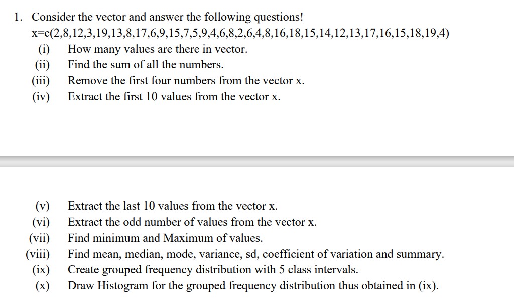 Solved Consider the vector and answer the following | Chegg.com