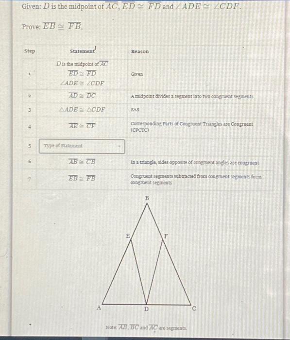 Solved Fill in the missing statement and reason of the proof | Chegg.com