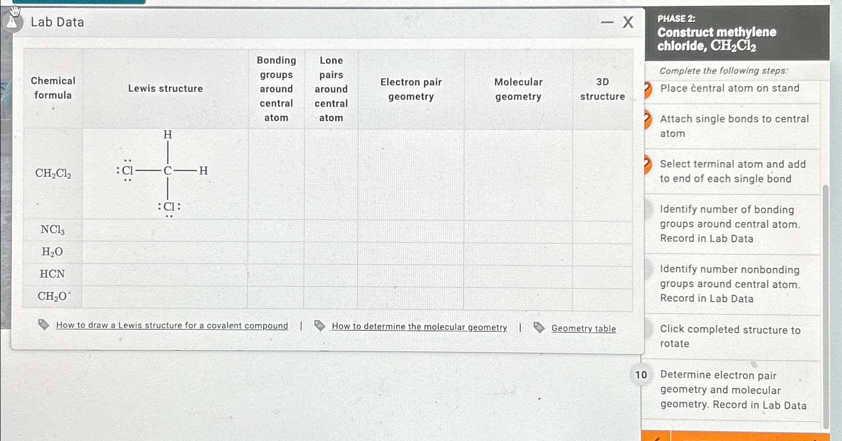 Solved Lab Data\table[[\table[[Chemical],[formula]],Lewis | Chegg.com
