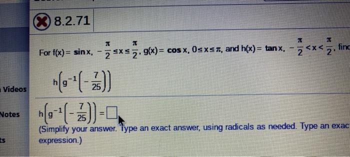 Solved 11 For f(x) = sinx z sxs 29(x) = cos x, Osxsx, and | Chegg.com