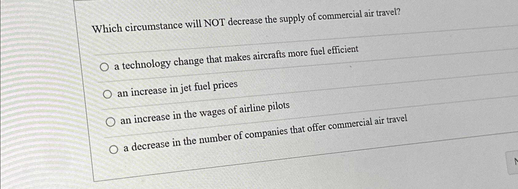 Solved Which circumstance will NOT decrease the supply of | Chegg.com