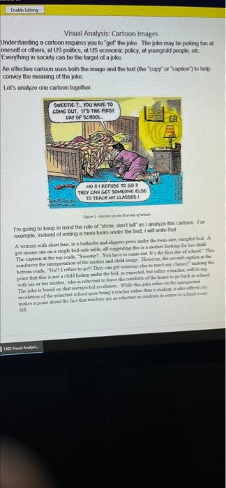 Enable Editing Visual Analysis: Cartoon Images | Chegg.com