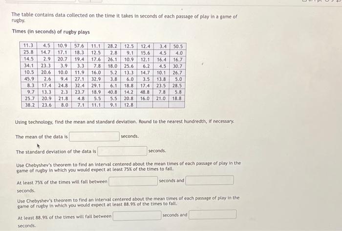 Solved The table contains data collected on the time it | Chegg.com