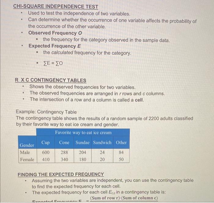 Solved CHI-SQUARE INDEPENDENCE TEST - Used to test the | Chegg.com