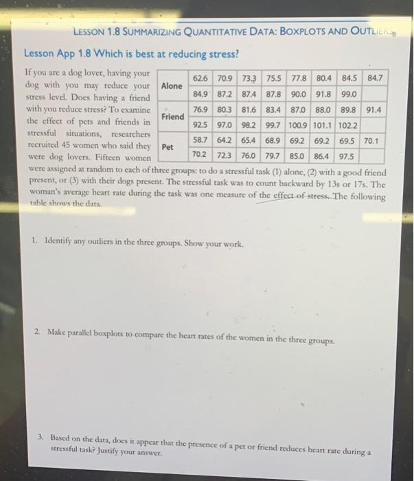Solved LESSON 1.8 SUMMARIZING QUANTITATIVE DATA: BOXPLOTS | Chegg.com