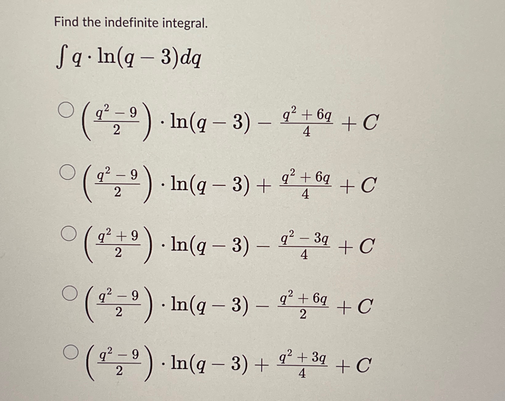 Solved Find the indefinite | Chegg.com