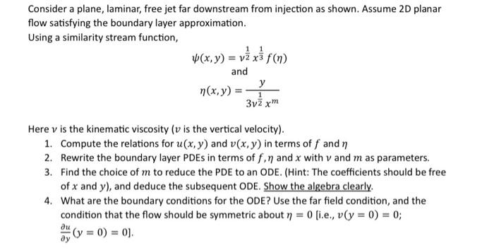 Solved Consider a plane, laminar, free jet far downstream | Chegg.com