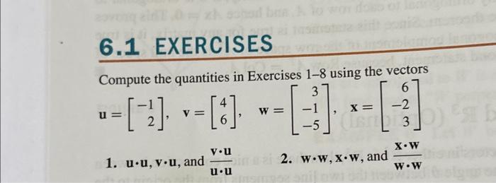 Solved Compute the quantities in Exercises 1-8 using the | Chegg.com