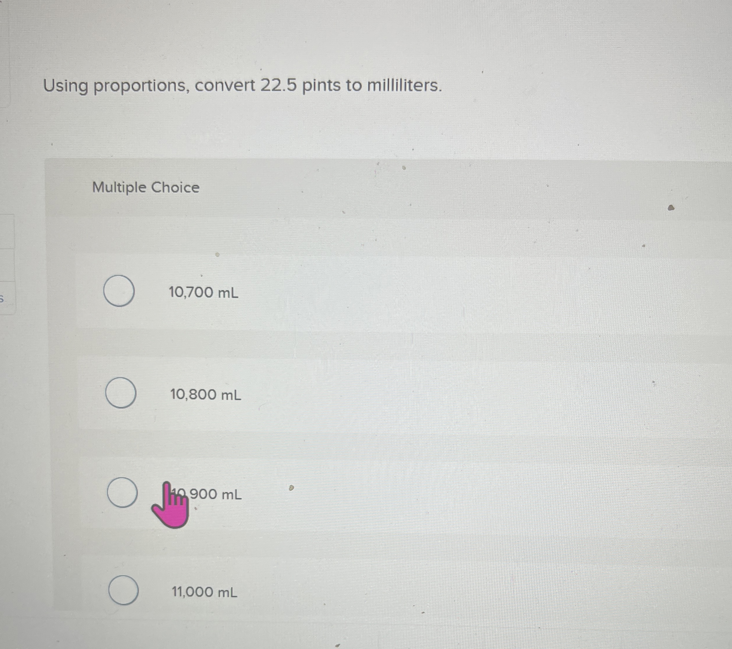 Solved Using proportions, convert 22.5 ﻿pints to | Chegg.com