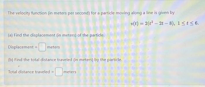 Solved The velocity function (in meters per second) for a | Chegg.com