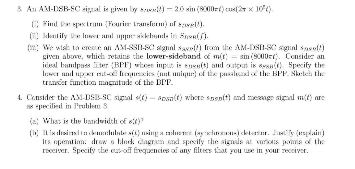 Solved An AM-DSB-SC signal is given by | Chegg.com