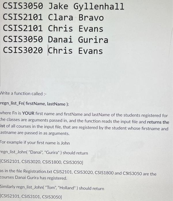 Solved In the following input file Registration.txt each | Chegg.com