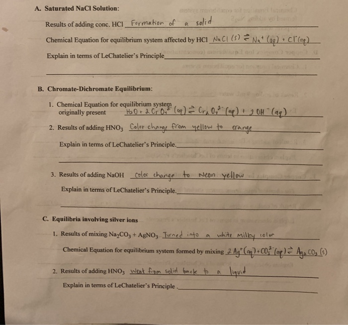 Solved A. Saturated NaCI Solution: solid ob Results of | Chegg.com