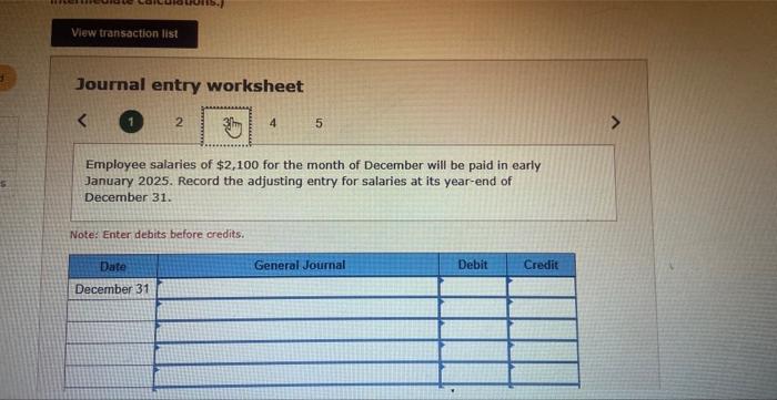 Solved Journal entry worksheet 5 On December 1,2024 , | Chegg.com