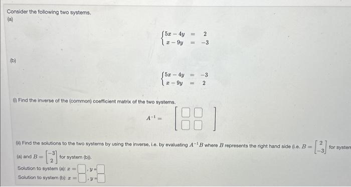 Solved Consider the following two systems. (a) | Chegg.com