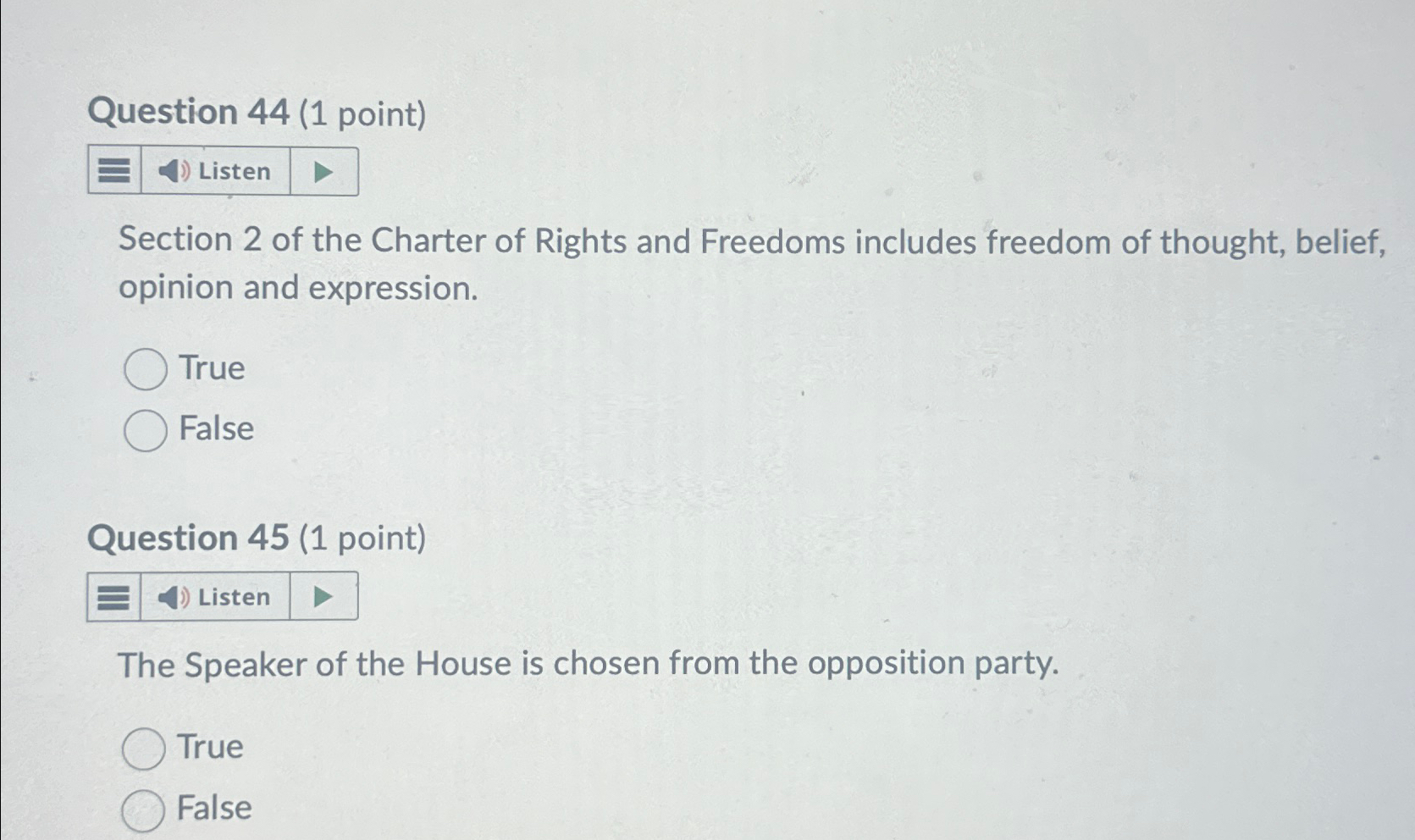 Solved Question 44 (1 ﻿point)ListenSection 2 ﻿of the Charter | Chegg.com