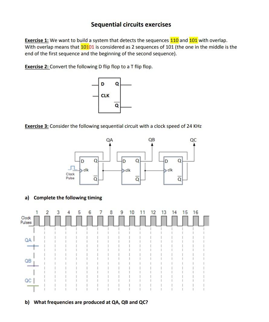 Solved Sequential circuits exercises Exercise 1: We want to | Chegg.com