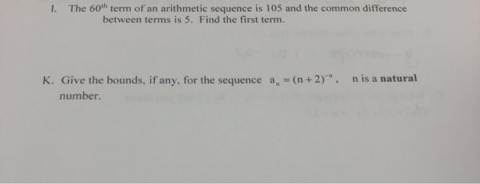 Solved 1. The 60th term of an arithmetic sequence is 105 and | Chegg.com