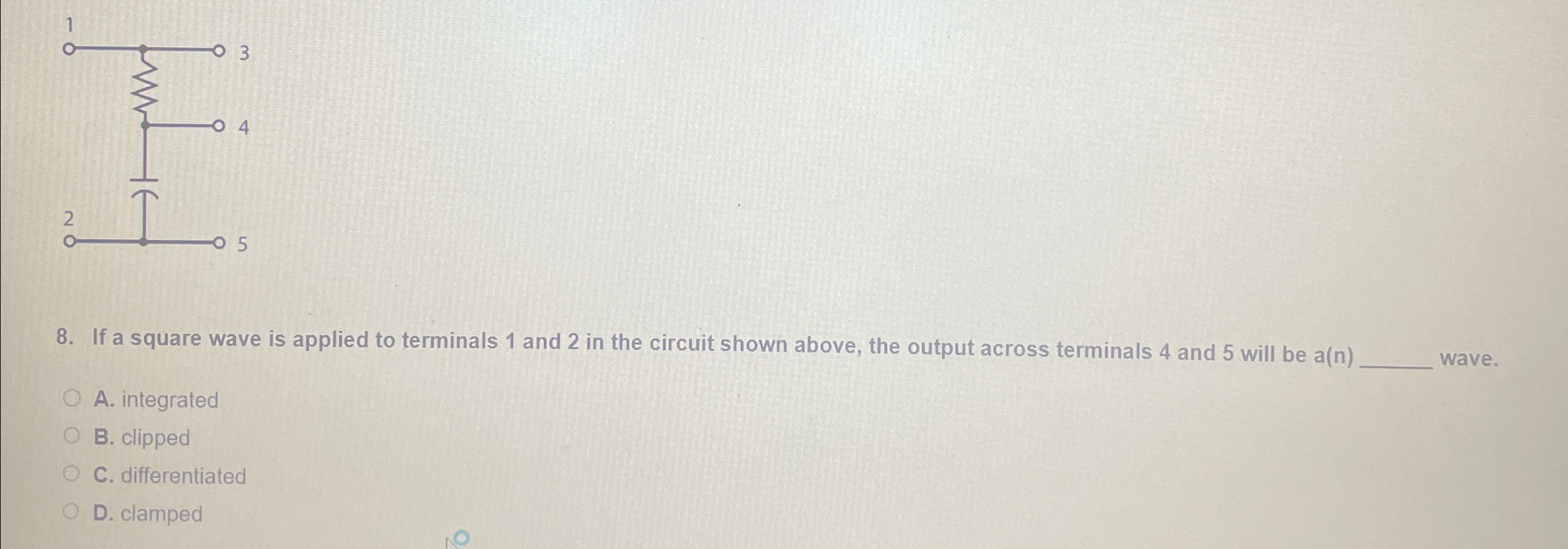 Solved If a square wave is applied to terminals 1 ﻿and 2 ﻿in | Chegg.com