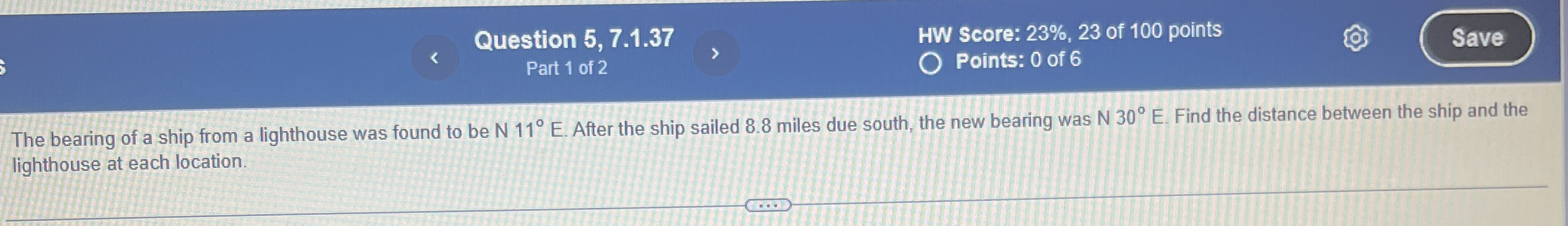 Solved The bearing of a ship from a lighthouse was found to | Chegg.com