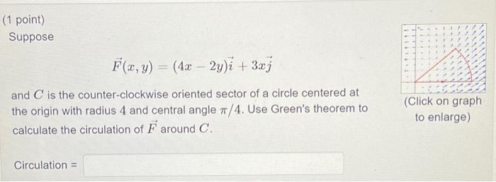 Solved (1 point) Suppose F(x,y)=(4x−2y)i+3xj and C is the | Chegg.com