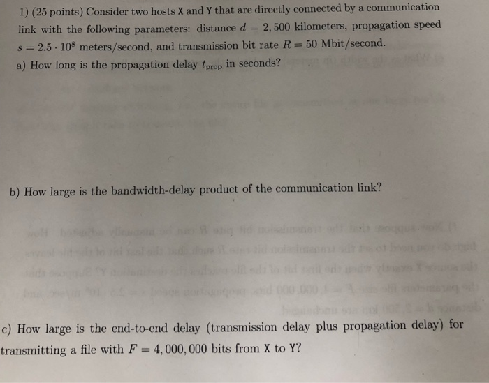 1) (25 points) Consider two hosts X and Y that are | Chegg.com