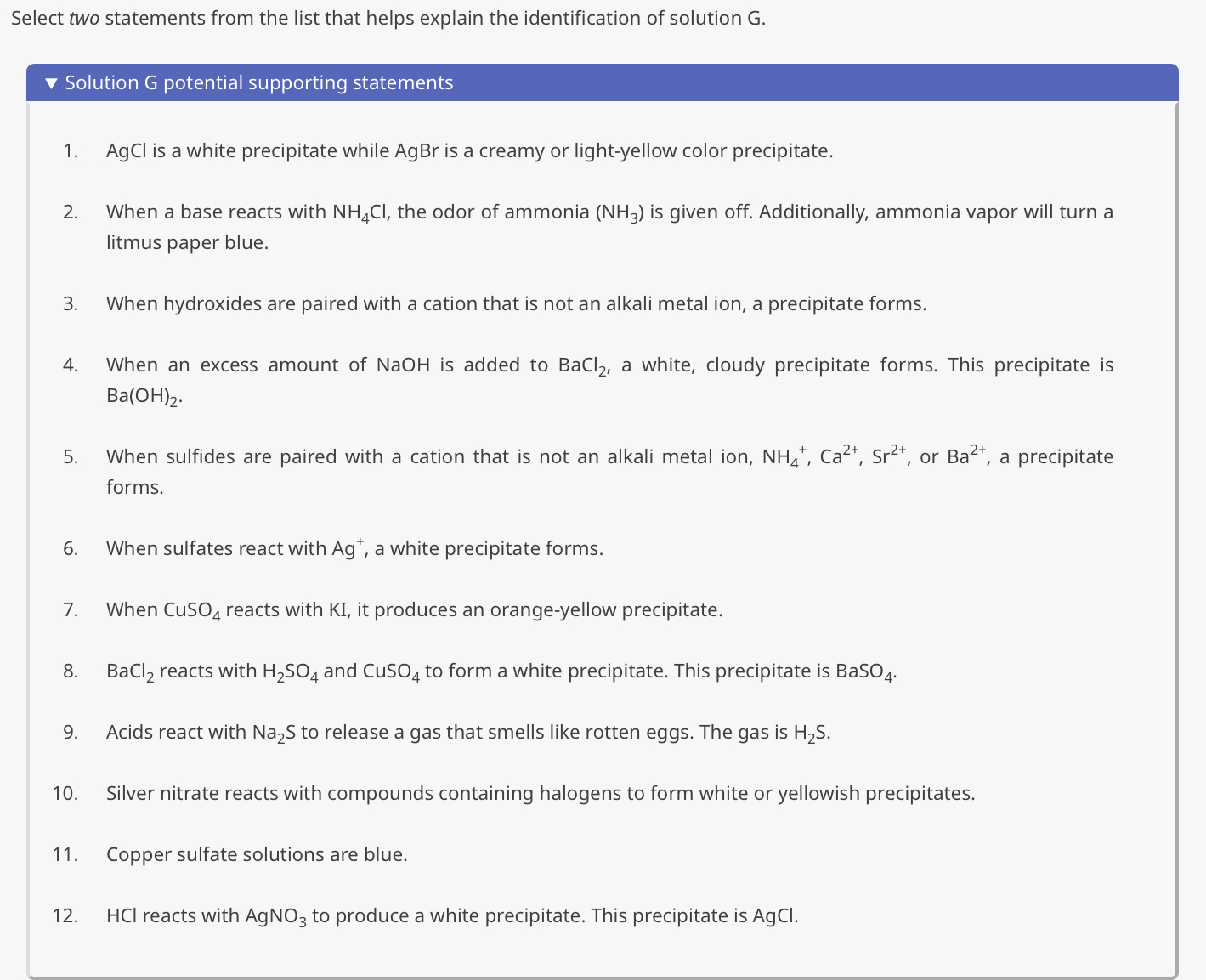 Solved Select two statements from the list that helps | Chegg.com