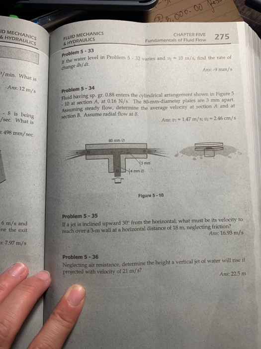 Solved 000.00 2 ID MECHANICS CHAPTER FIVE & HYDRAULICS 275 | Chegg.com